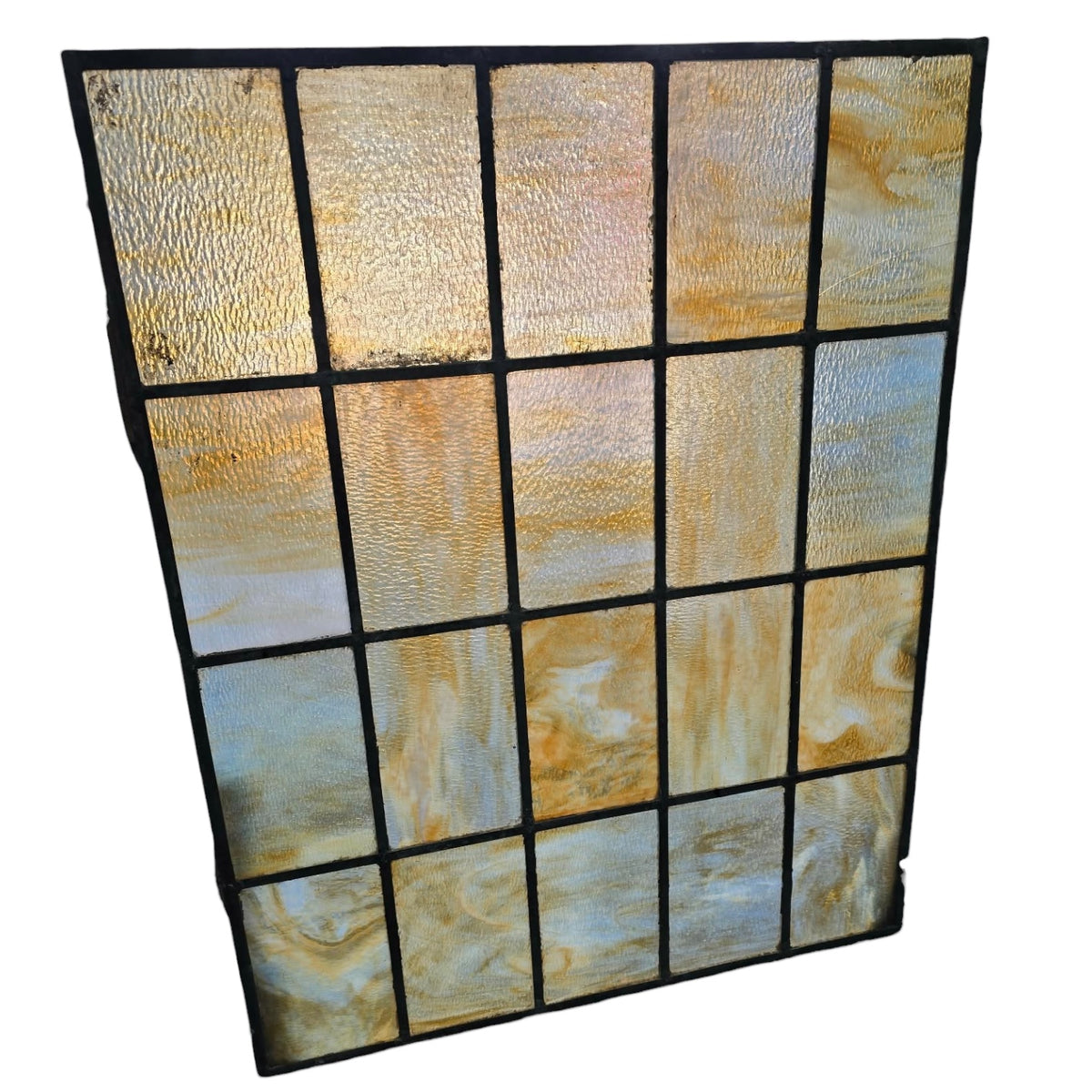 20-Pane Yellow Slag Stained Glass Window - No Frame - GAM0483 ...