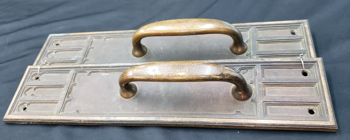 Pair of Bronze Gothic Inspired Door Backplates with Pull Handles GA937 ...