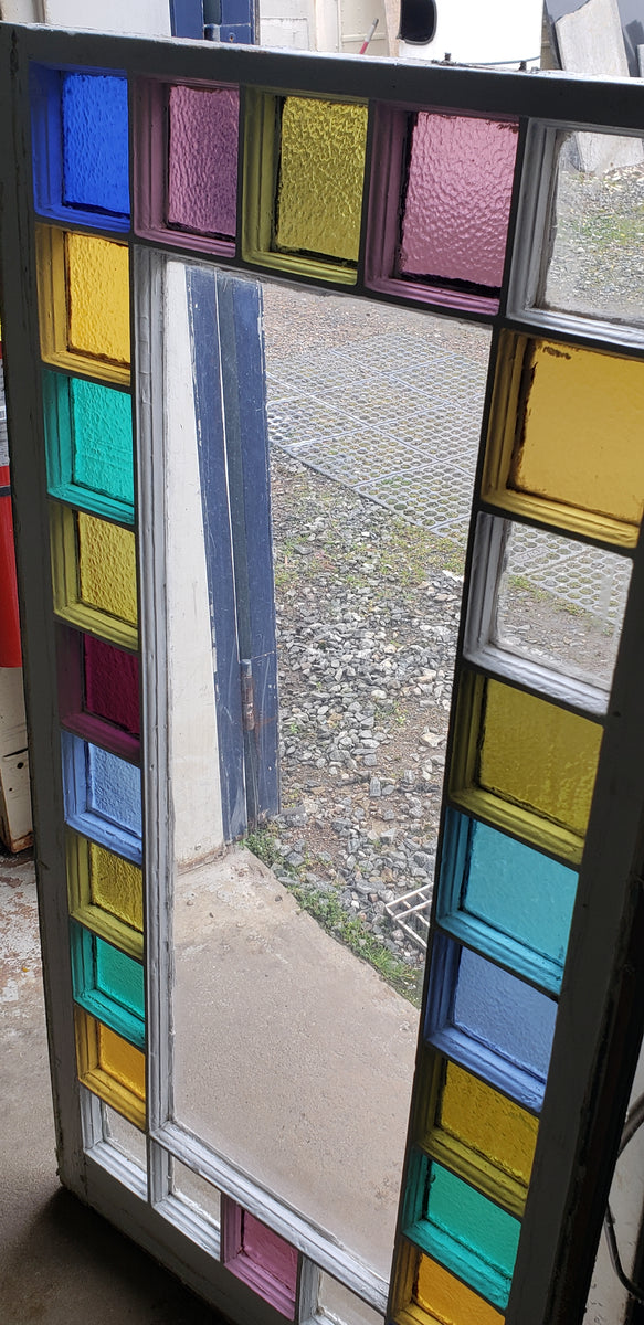 Multi Paned Textured Stained Glass Window 24" x 46 1/2" GA9757 ...