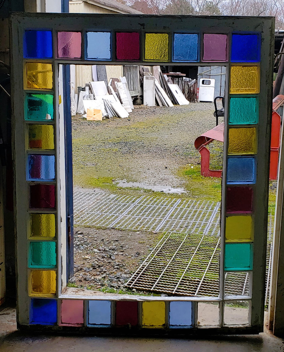 Multi Paned Textured Stained Glass Window 36" x 45 1/2" GA9761 ...