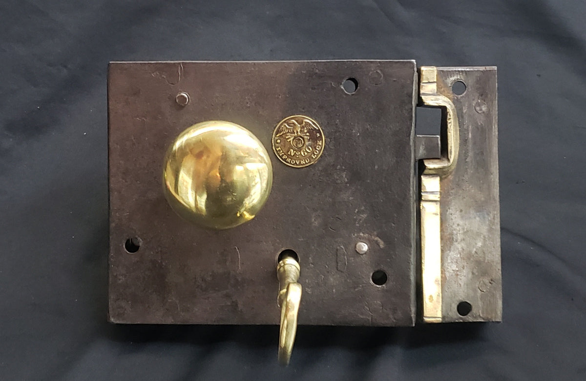 Restored Right Side Carpenter Rim Lock Set #60 with Keeper and Key GA9 ...