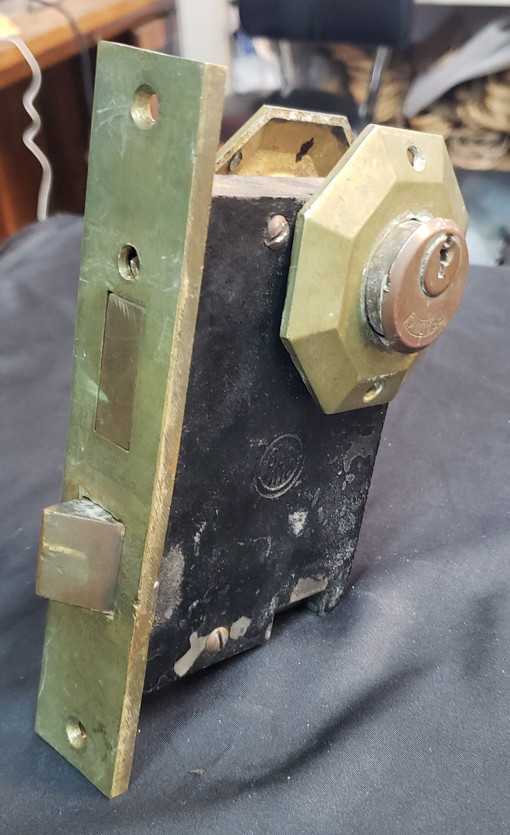 Early 1900's Mortice Lock Set with Ornate Trim & Thumb Latch Handle GA ...