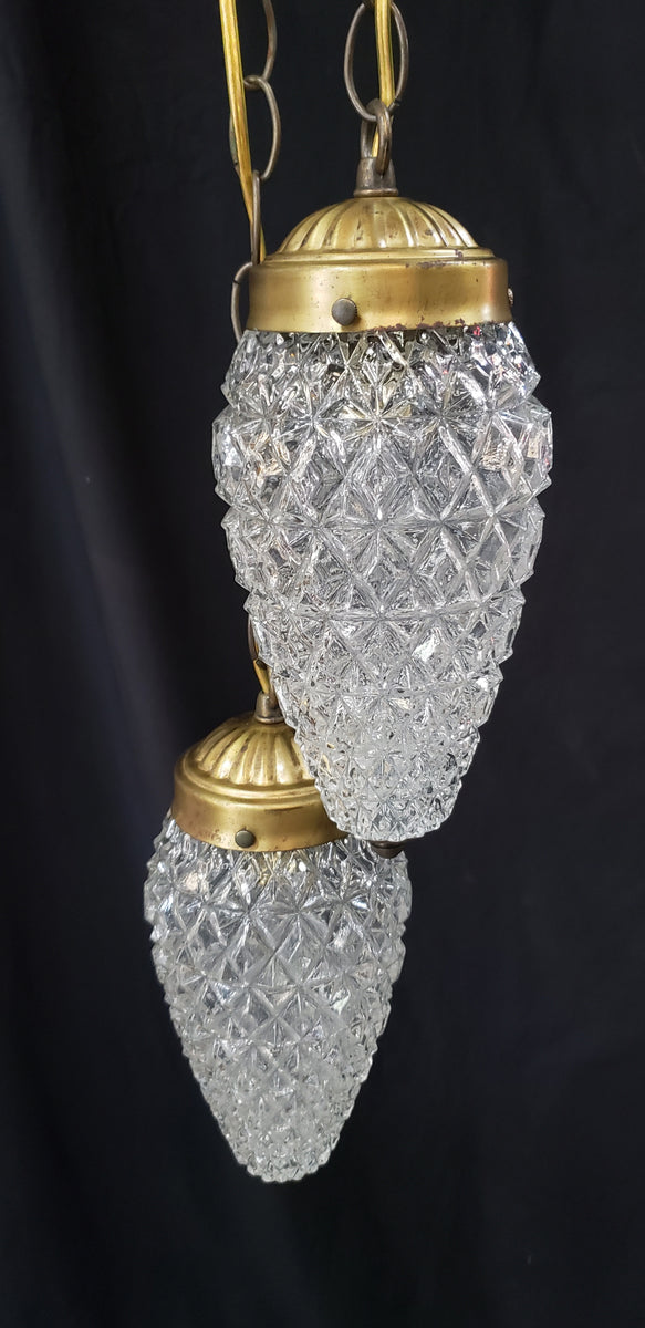 Double Pendant Fixture with Diamond Cut Bullet Shades & Tiered Chains ...
