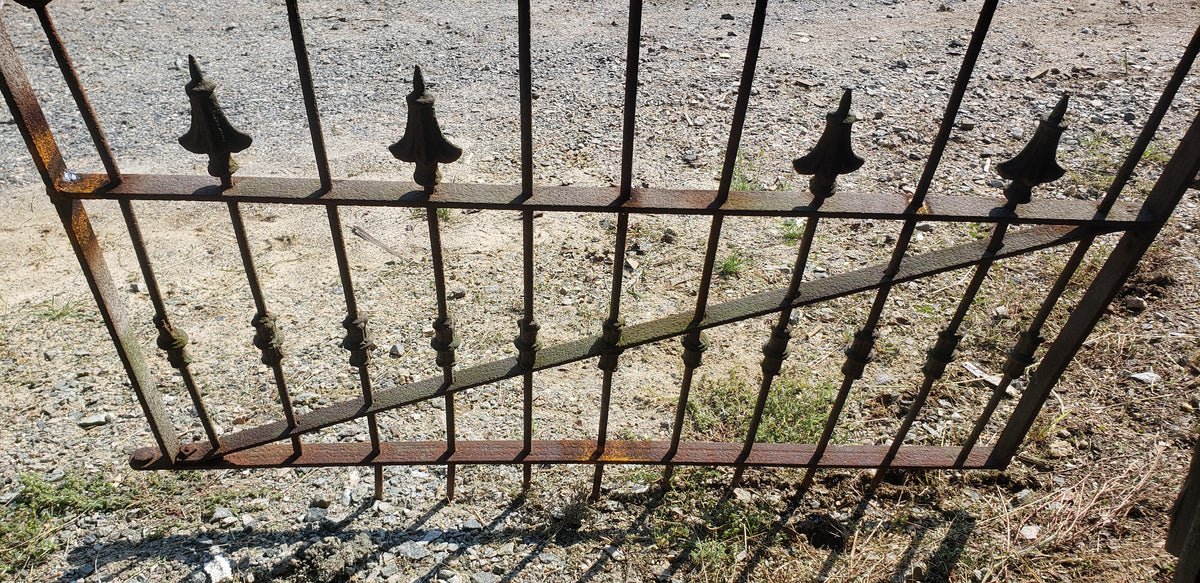 Late 1800's Wrought Iron Gate Panel with Arrow Finials 40" W x 39 1/2 ...