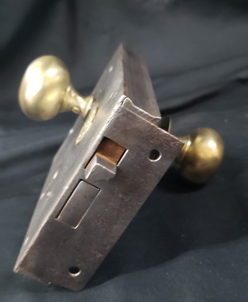 Restored Right Side J.A. Carpenter Rim Lock Set with Key 6" x 4 3/8" G ...