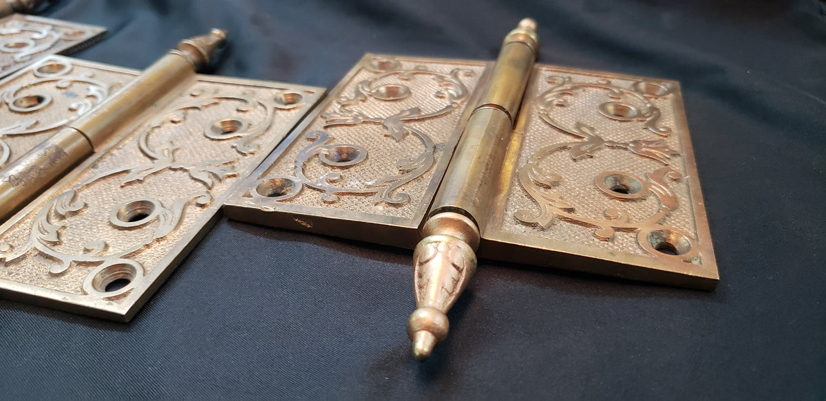 Set of 3 Restored Bronze Victorian Hinges 4 1/2" x 4 1/2" GS00294 ...
