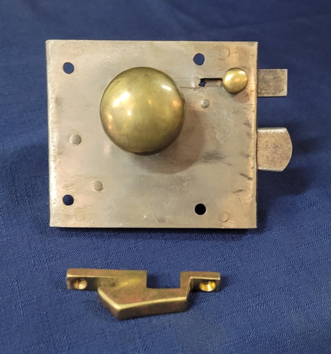 Right Side Iron & Brass Lever Rim Lock with Keeper 4 1/8" x 3 5/8" GA2 ...