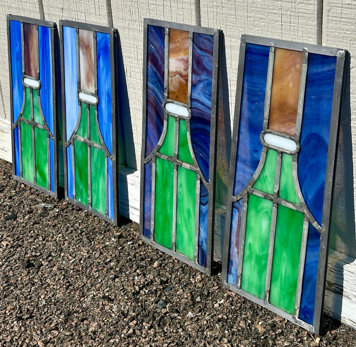 Set of 4 Custom-Made Stained Slag Glass Window Panels GA20704 ...
