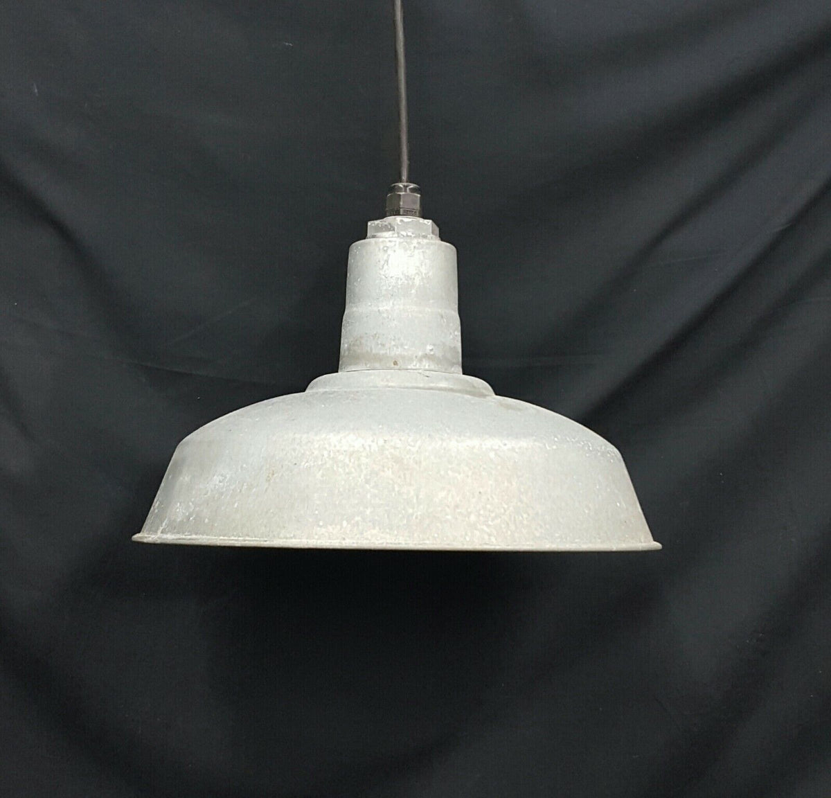 Industrial Gray Galvanized Hard Wired Metal Pan Ceiling Light 14" x 9 ...