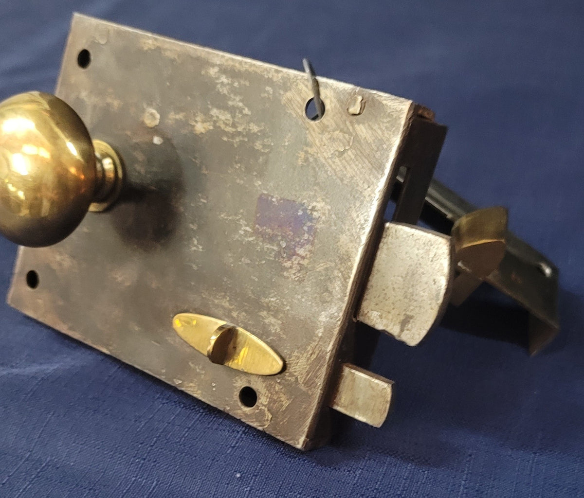 Right Side Iron & Brass Lever Rim Lock with Keeper 4 3/8" x 3 1/2" GA2 ...