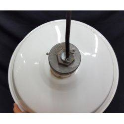 Pair of Large Round White Metal Industrial Light Fixtures #GAC78 ...