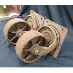 Pair of Very Large Industrial Iron Casters #GA4280 – Governor's ...
