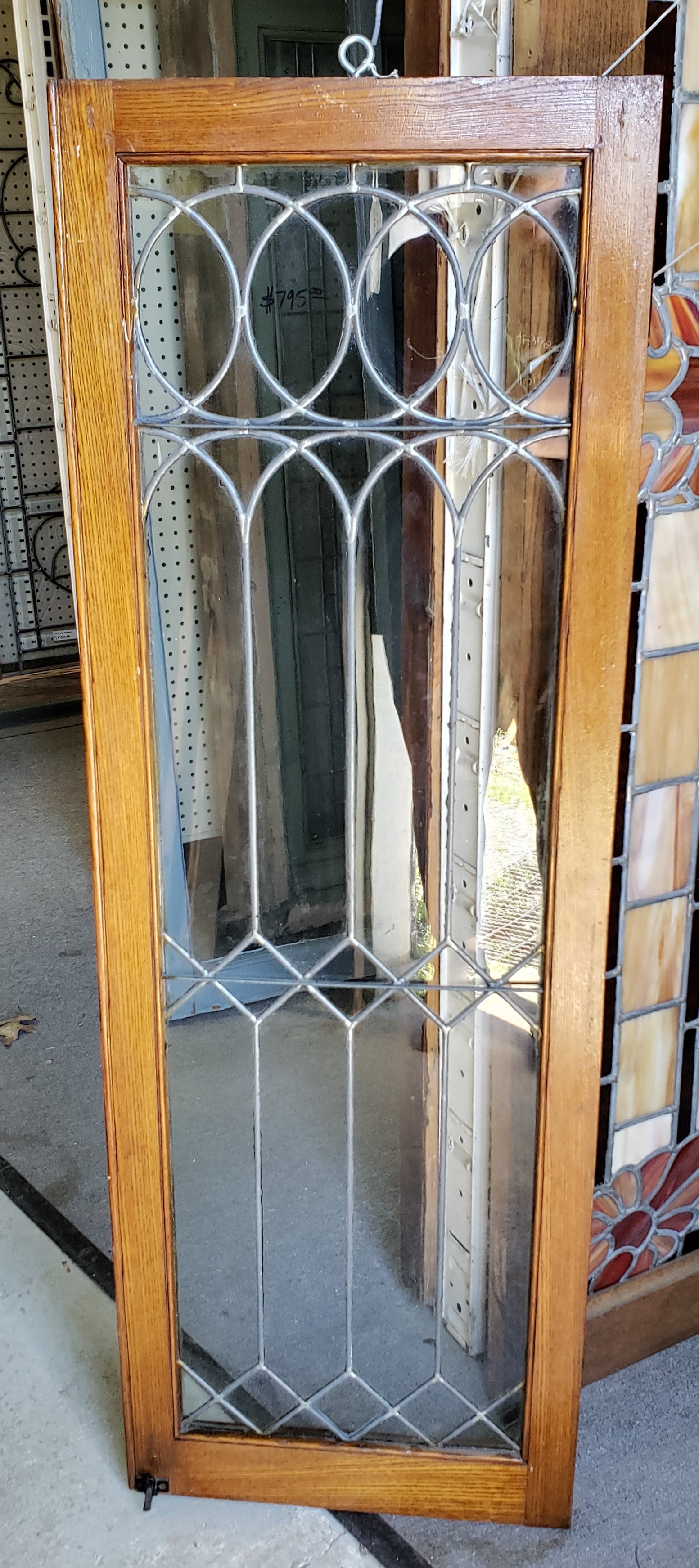 Antique Leaded Wavy Glass Cabinet Door Window in Wood Frame #GA9134 ...